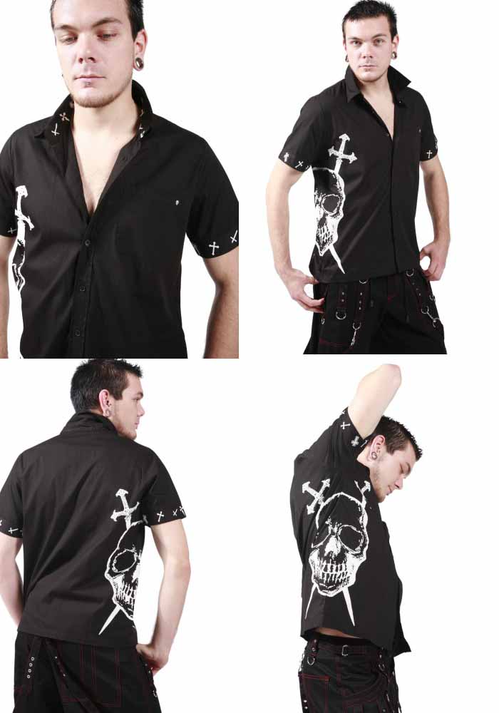 Dead Threads - Black Cotton short sleeved shirt Skull and Swords GS932 ...