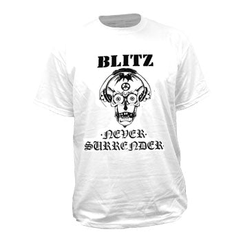 Blitz Never Surrender White T-shirt – Punk Rock Shop